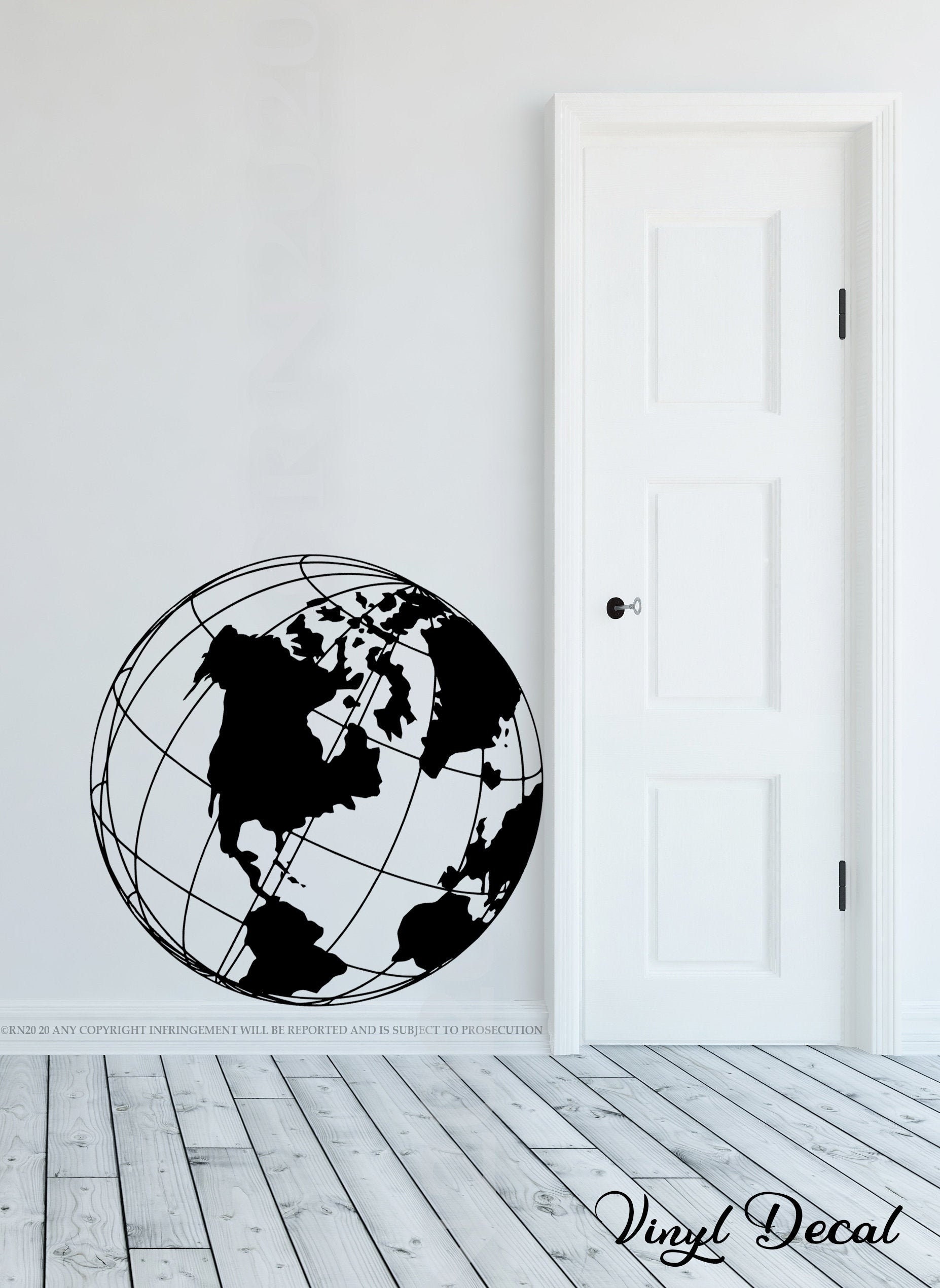 Planet Earth wall vinyl decal Earth decal World Map decal | Etsy