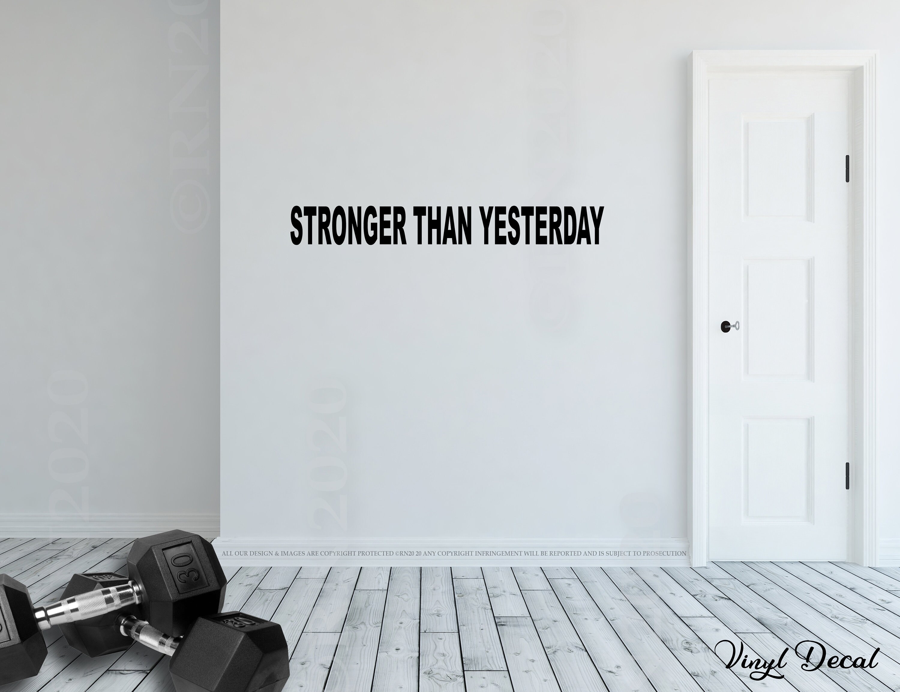 Stronger Than Yesterday Gym Wall Vinyl Decal Training Wall | Etsy