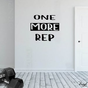 One More Rep - Wall Decal Vinyl Sticker, Gym Quote, Gym Decor, Home Gym ...