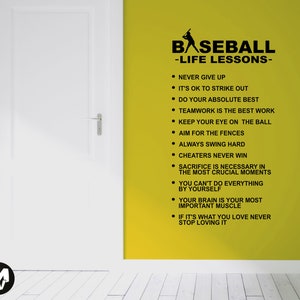 Baseball Life Lessons Decal: Motivational Vinyl Wall Art - Etsy