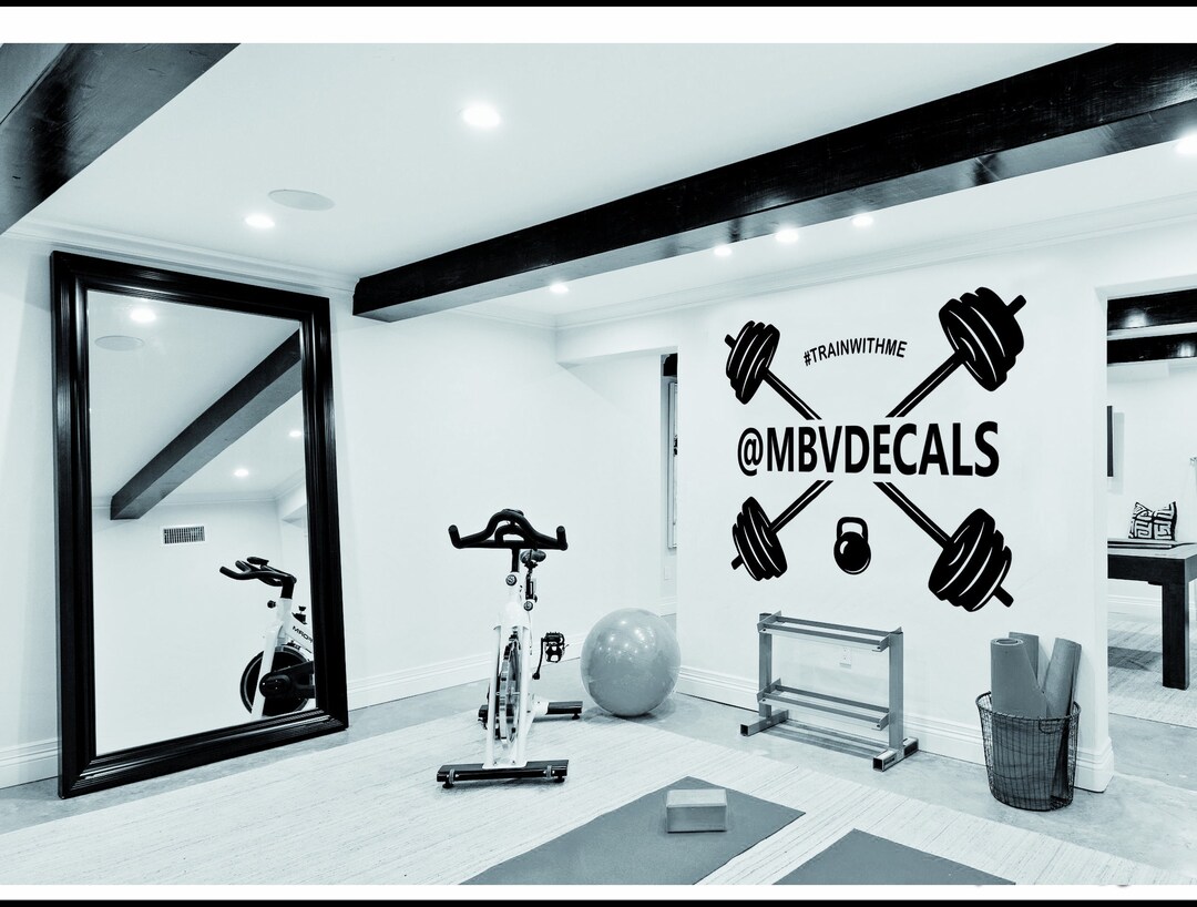 Large Crossed Dumbbell Decal • Custom IG Name & Hashtag • Fitness Coach ...