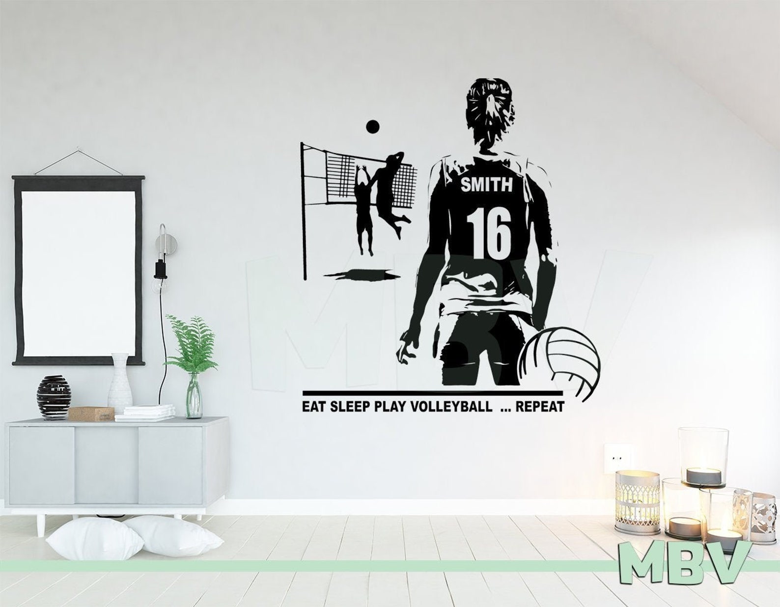 Volleyball Girl Decal Custom Name & Jersey Numbers Woman Volley-ball ...
