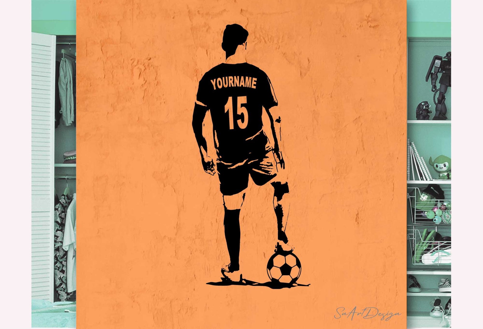 Soccer Wall Art Custom Name Football Decal Soccer Football | Etsy