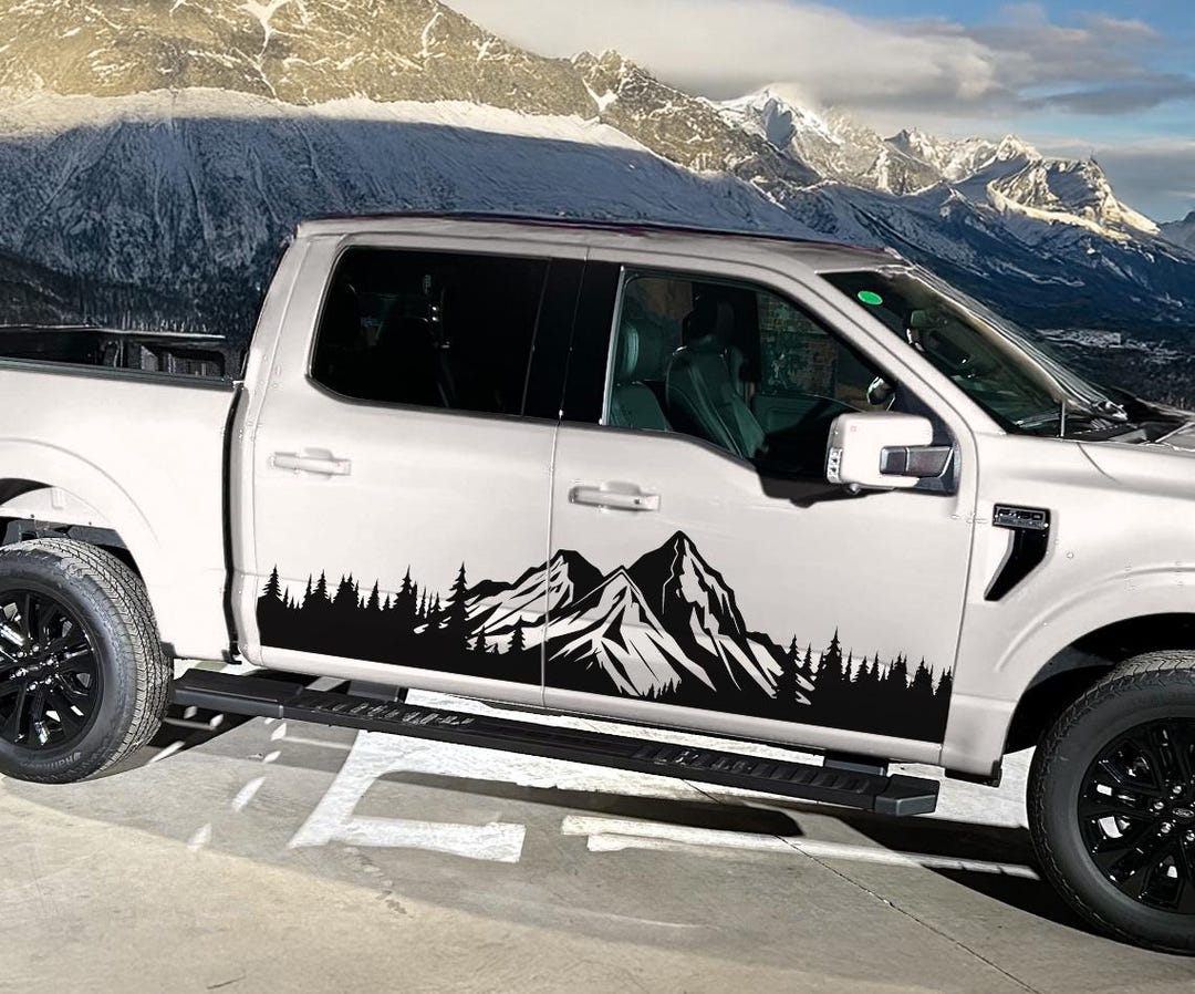Mountain Truck Decal, Camper RV Forest Sticker, Van Landscape Vinyl ...