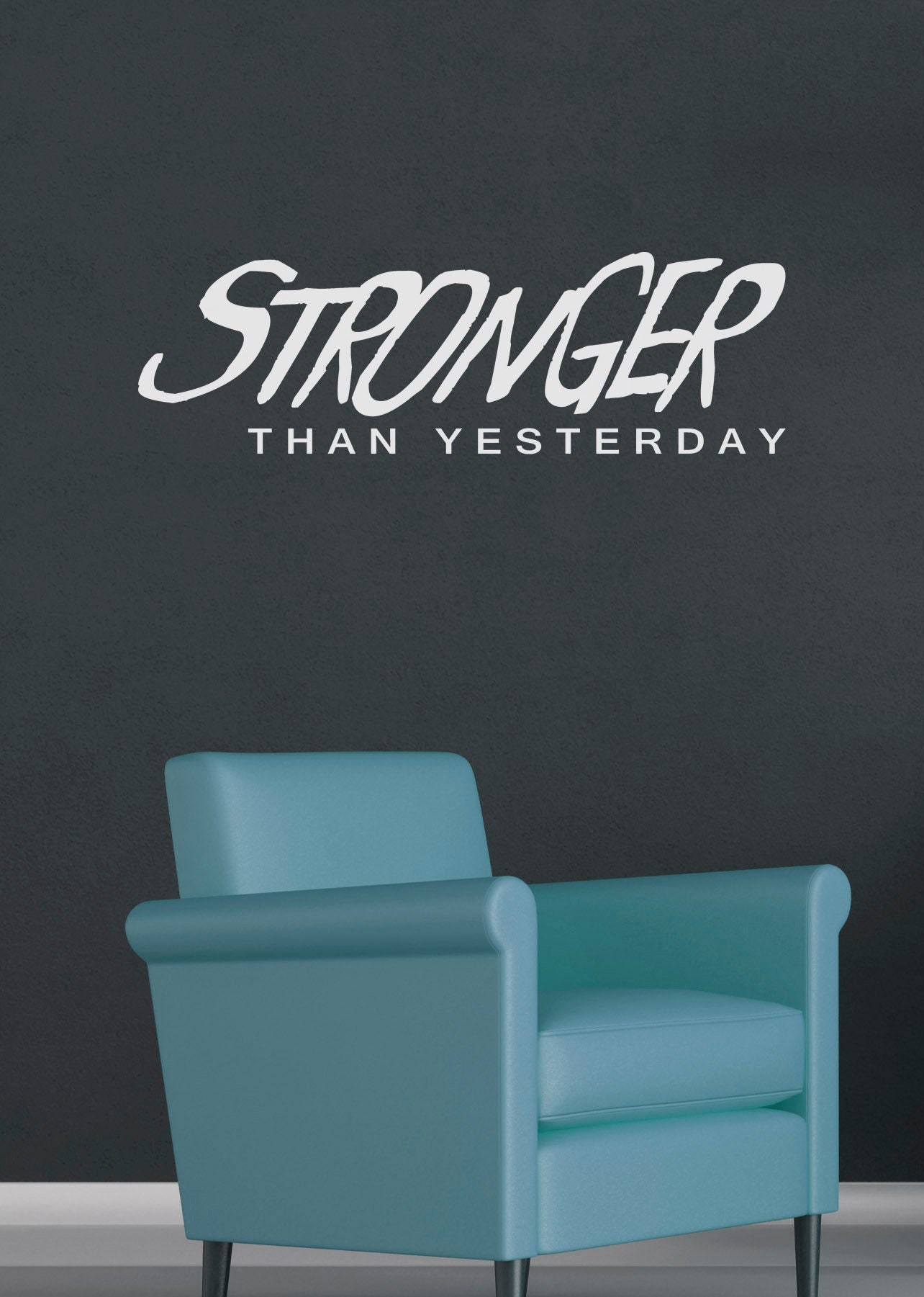 Stronger Than Yesterday Gym Wall Vinyl Decal Training Wall | Etsy