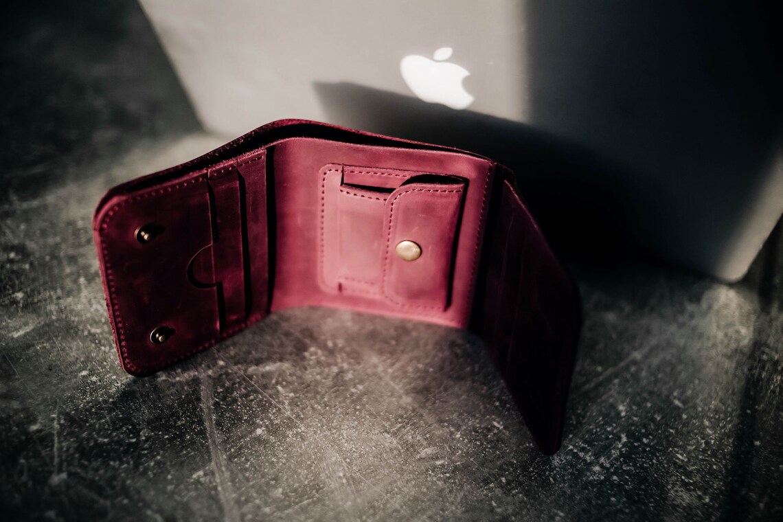 Small leather wallet womenLeather wallet womenEngraved | Etsy