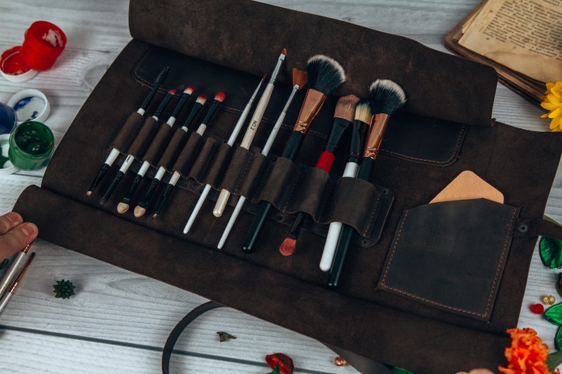 Makeup Brush Bag,roll up Makeup Bag,brush Roll up Case,custom Leather ...