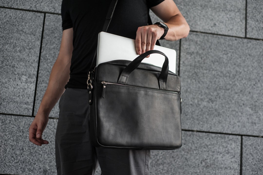 Personalized Leather Laptop Bag, MacBook Shoulder Bag, Leather Laptop ...
