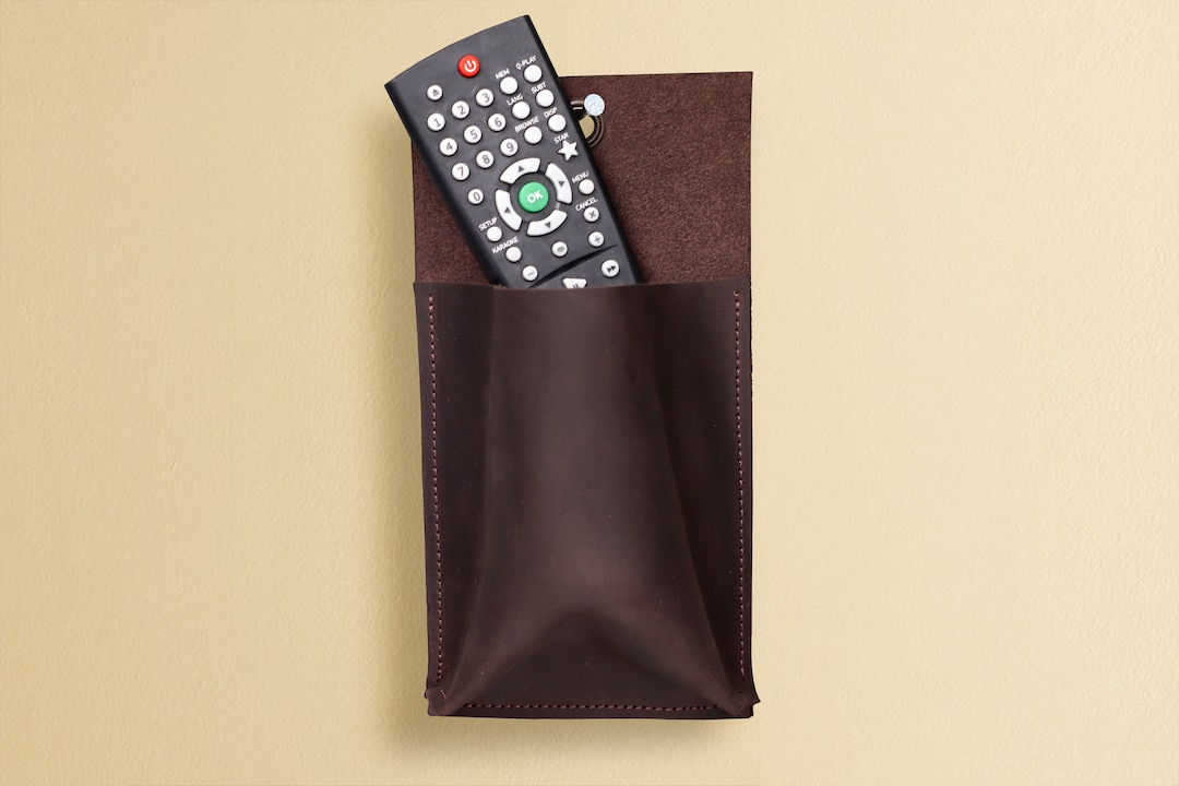 Remote Control Holder,leather Wall Pocket,leather Hanging Organizer ...