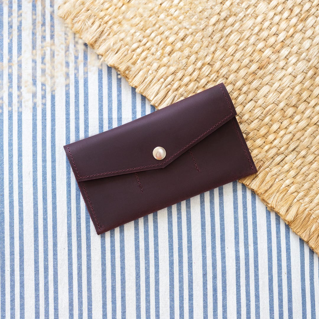 Leather Envelope Wallet, Envelope Wallet With Coin Pocket, Leather ...