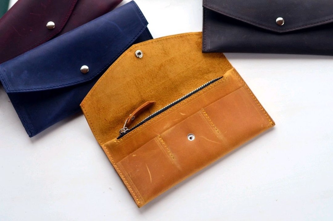 Leather Cash Envelope Wallet, Personalized Cash Envelopes, Leather ...