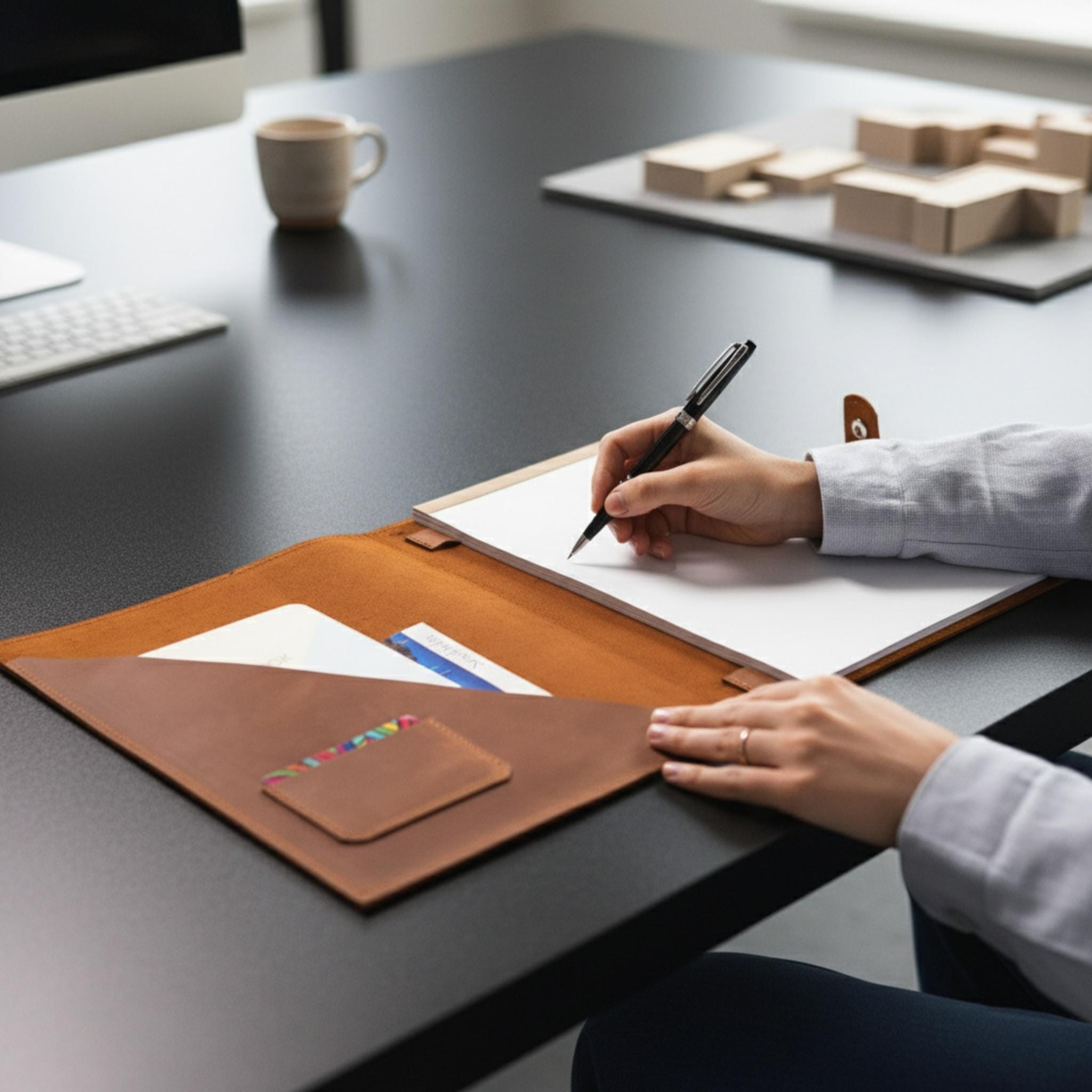 Leather Notepad Holder, Personalized Leather Portfolio, Custom Leather ...
