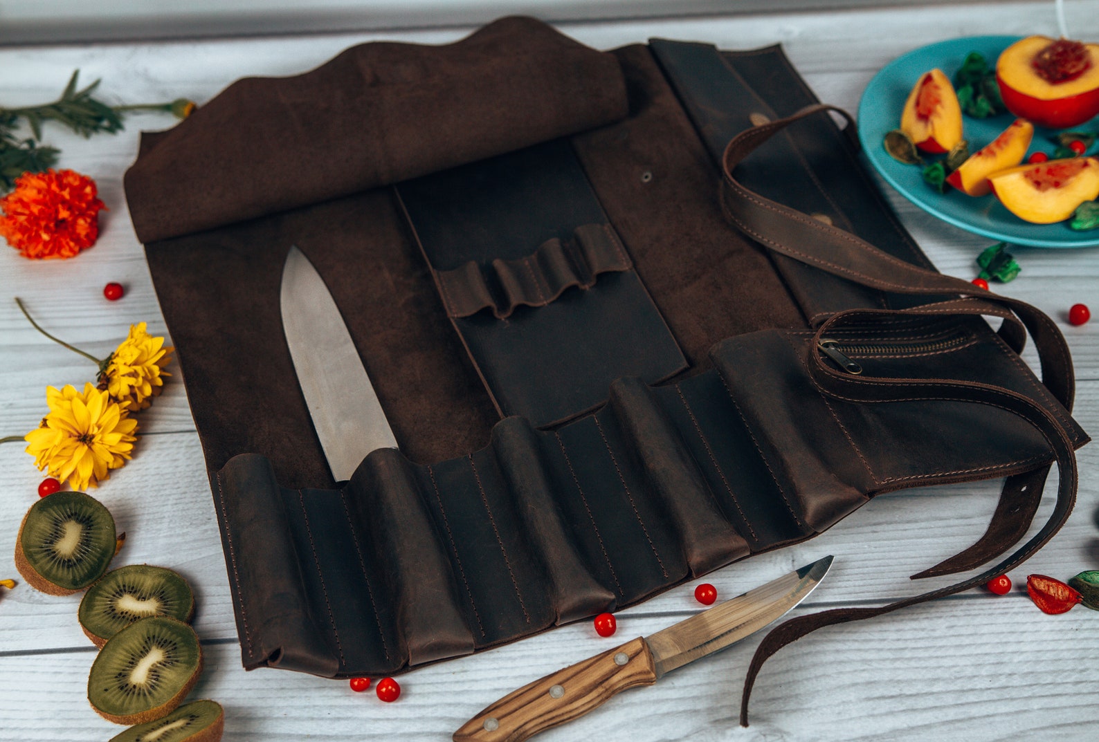 Knife holderKnife storageKnife roll bagKnife rollLeather | Etsy