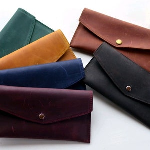 Leather Envelope Wallet Envelope Wallet With Coin Pocket - Etsy