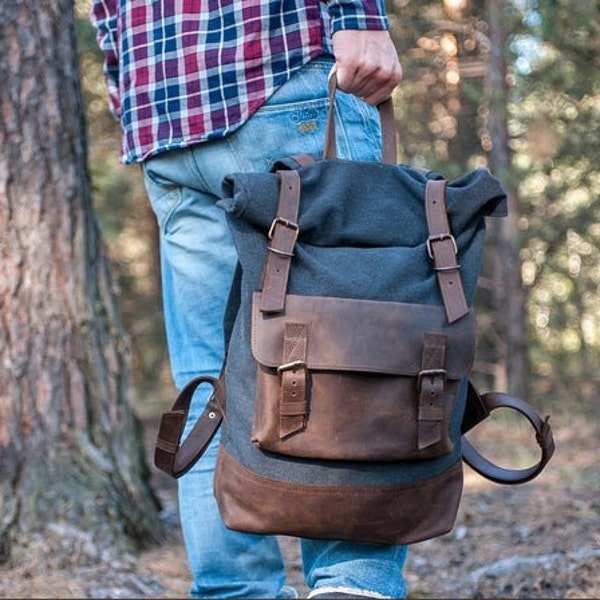Waxed Canvas Backpack - Etsy