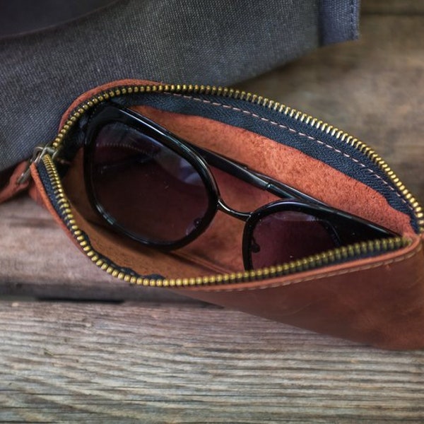 Leather Zipper Case - Etsy