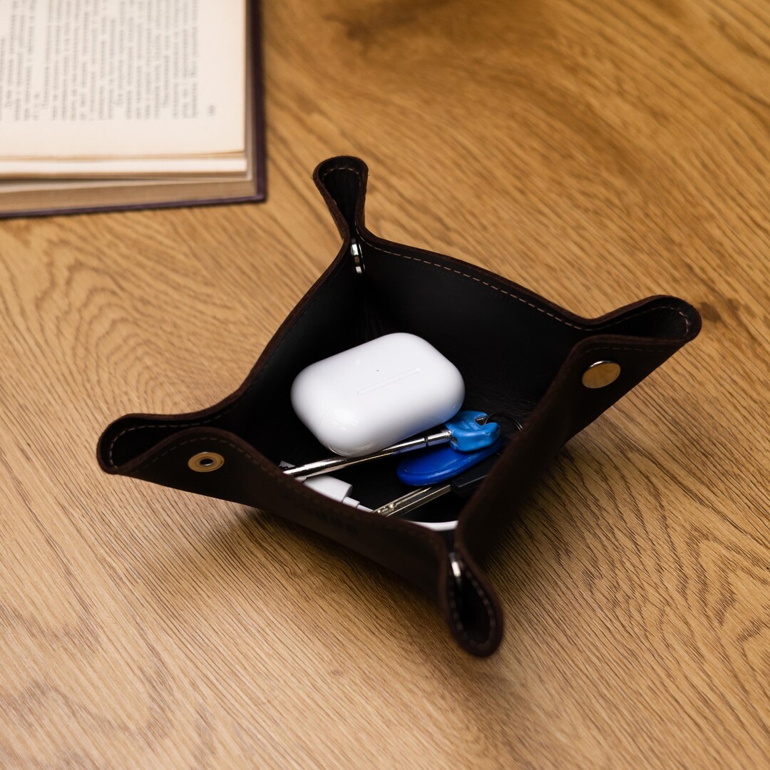 Leather Valet Trays for Men, Catchall Trays for Keys, Black Valet Tray ...