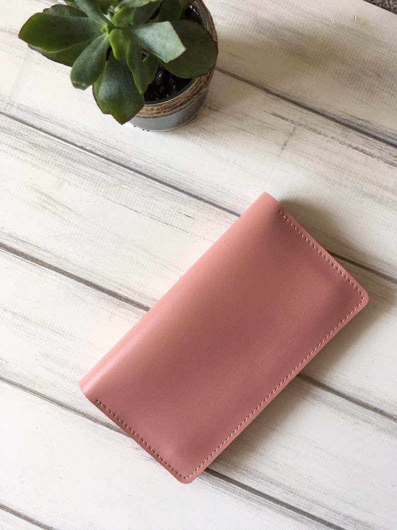 Pink Leather Women Walletminimalist Walletslim - Etsy