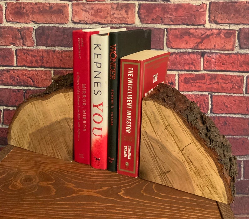 Bookends Raw Edge Bookends Custom Bookends Rustic Home | Etsy