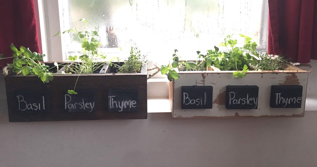 Herb Box Garden Box Planter Box Rustic Indoor Herb Box Reclaimed Wood ...