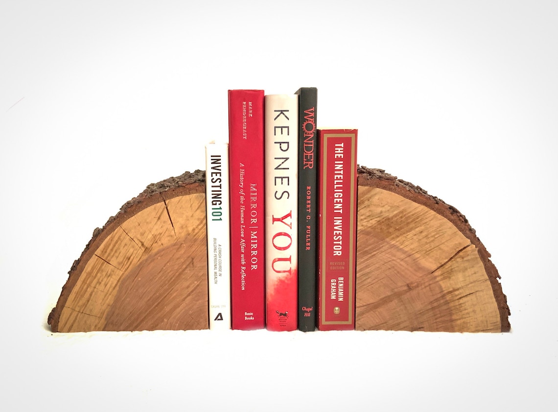 Bookends Raw Edge Bookends Custom Bookends Rustic Home | Etsy