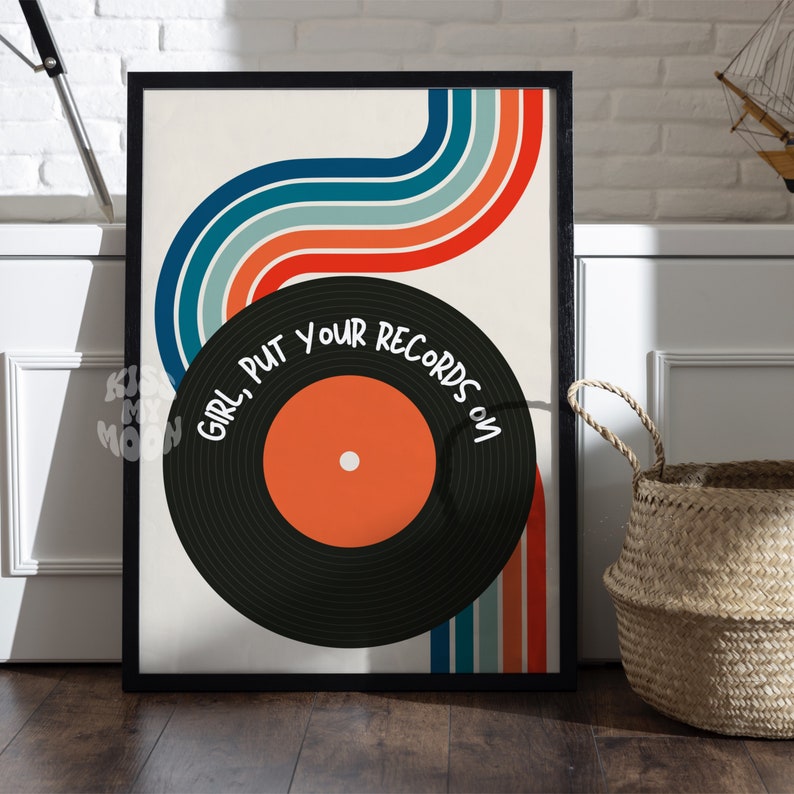 Girl Put Your Records On, Retro Poster Art Print, Home Decor, Wall Art ...