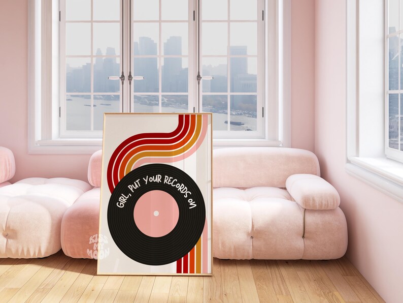 Girl Put Your Records On, Retro Poster Art Print, Home Decor, Wall Art ...