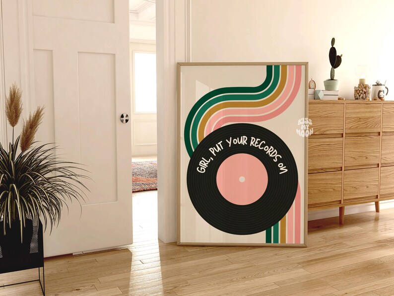 Girl Put Your Records On, Retro Poster Art Print, Home Decor, Wall Art ...
