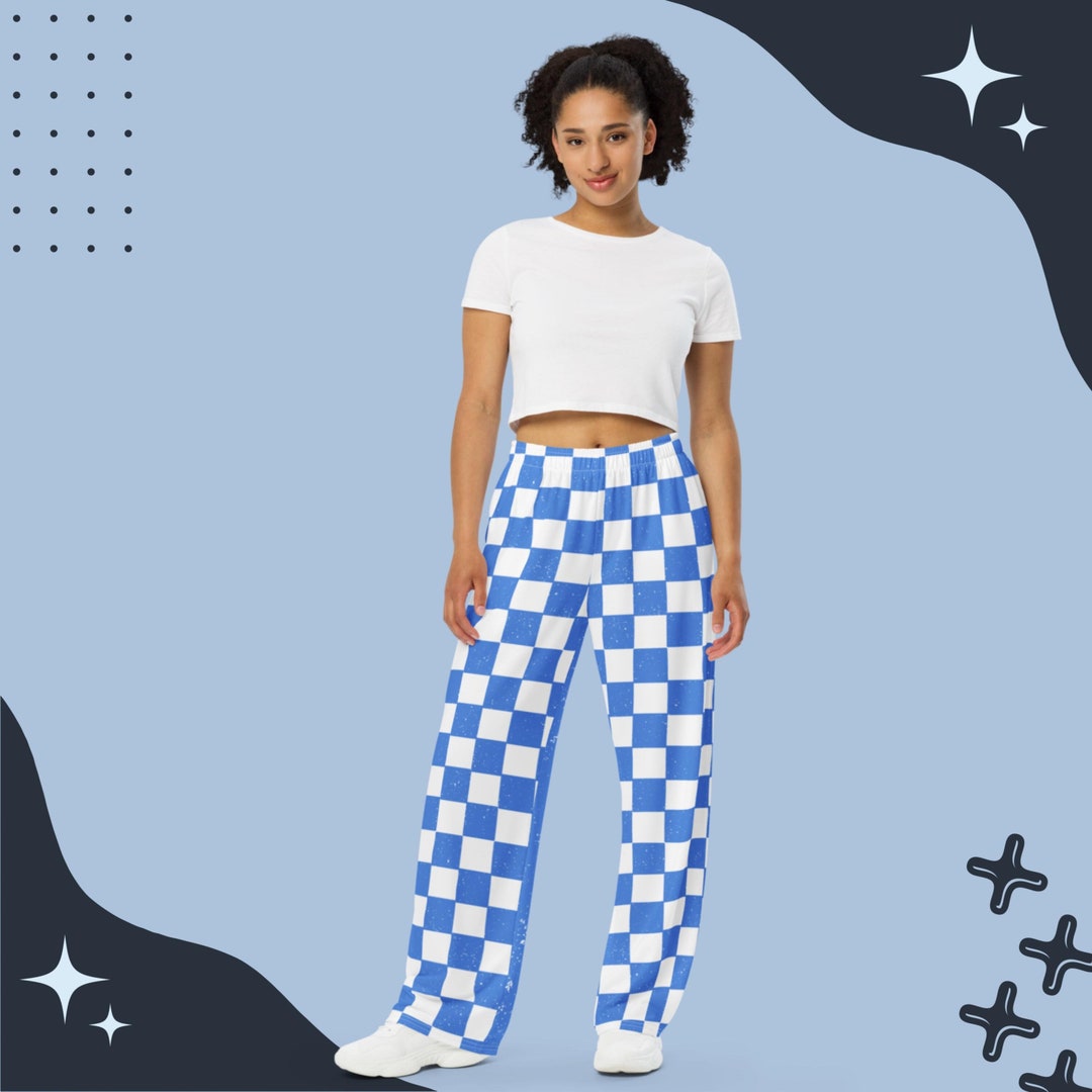 Checkered All-over Print Unisex Wide-leg Sweatpants Oversized Pants ...