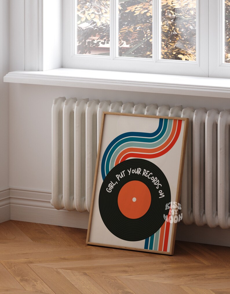 Girl Put Your Records On, Retro Poster Art Print, Home Decor, Wall Art ...