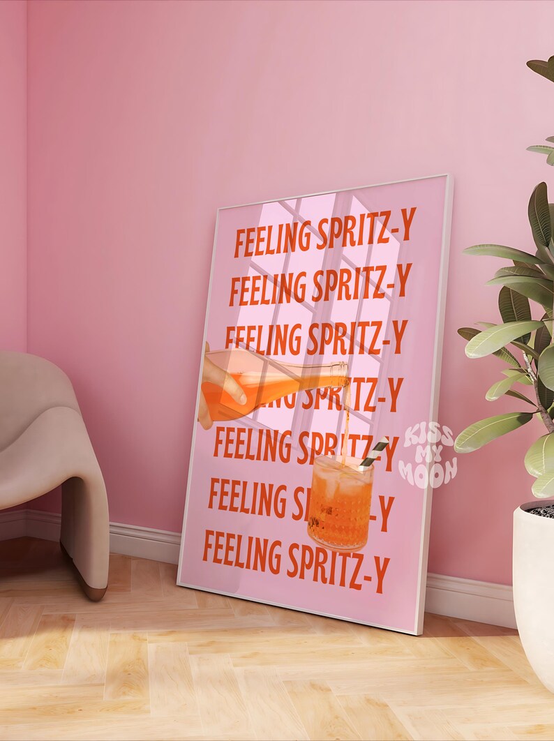 Feeling Spritzy, Aperol Spritz, Cocktail Art, Retro Poster Prints, Wall ...