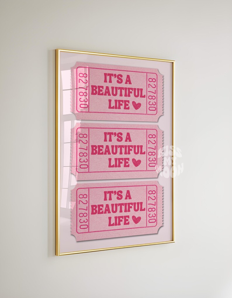 Ticket Stub, Quotes, Pink, Retro Poster Art Print, Home Decor, Wall Art ...