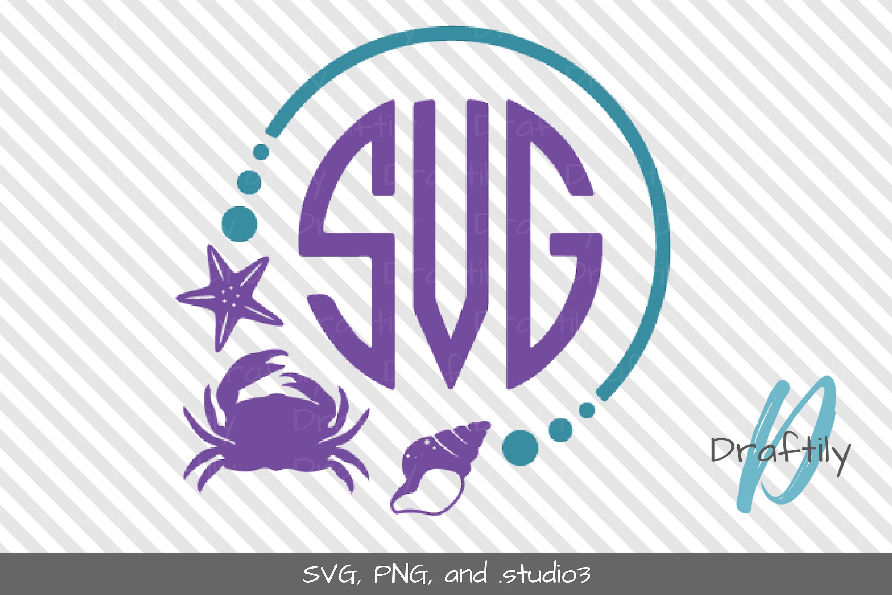 Nautical Beach Circle Monogram Frame SVG Cutting File SVG | Etsy