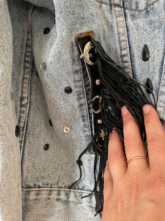 Vintage Western Fringe & Denim Bejeweled Jacket - Gem