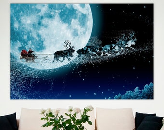 Santa Sleigh Poster | Etsy