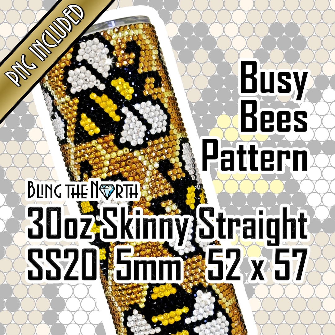BUSY BEES Rhinestone Pattern Template | SS20 5mm | 30oz Skinny Straight ...