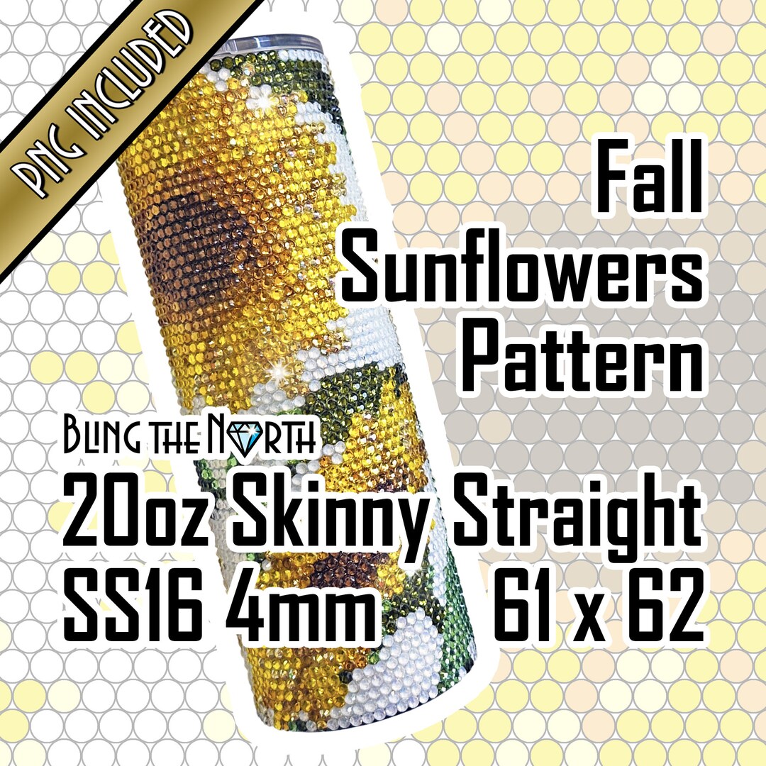 FALL SUNFLOWERS Rhinestone Pattern Template | SS16 4mm | 20oz Skinny ...