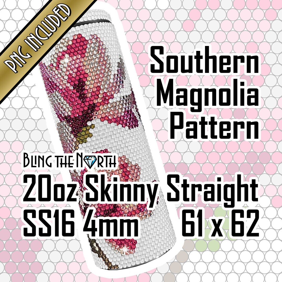 SOUTHERN MAGNOLIA Rhinestone Pattern Template | SS16 4mm | 20oz Skinny ...