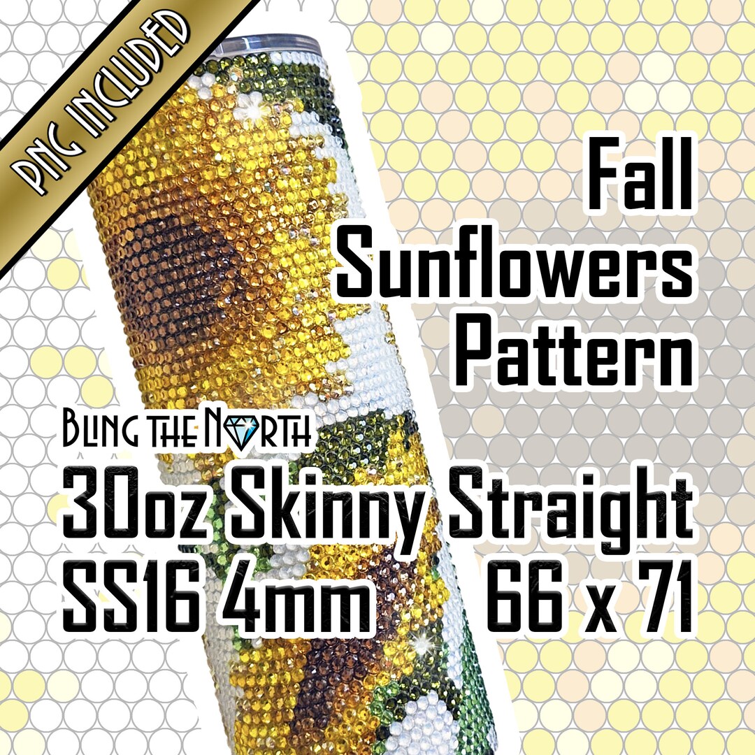 FALL SUNFLOWERS Rhinestone Pattern Template | SS16 4mm | 30oz Skinny ...