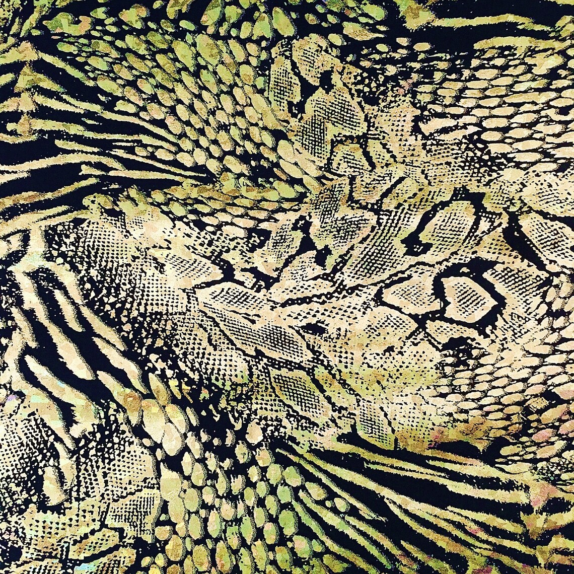 Wildlife Animal Print Metallic Spandex Fabric - Animal Print Foil ...