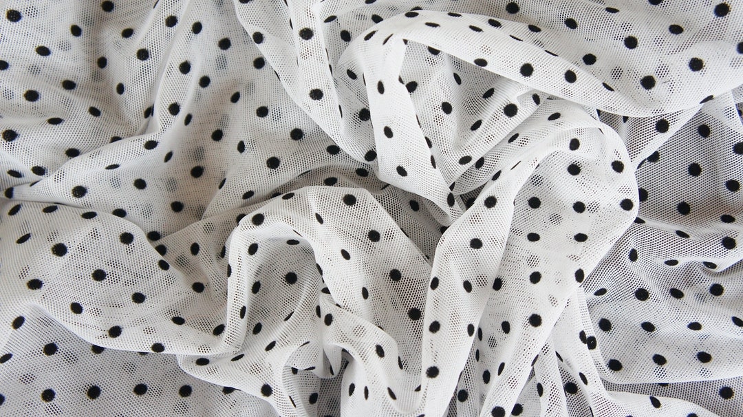 Mesh Fabric by the Yard - Pop Dot Mesh - Polka Dot Flocked Mesh Fabric ...