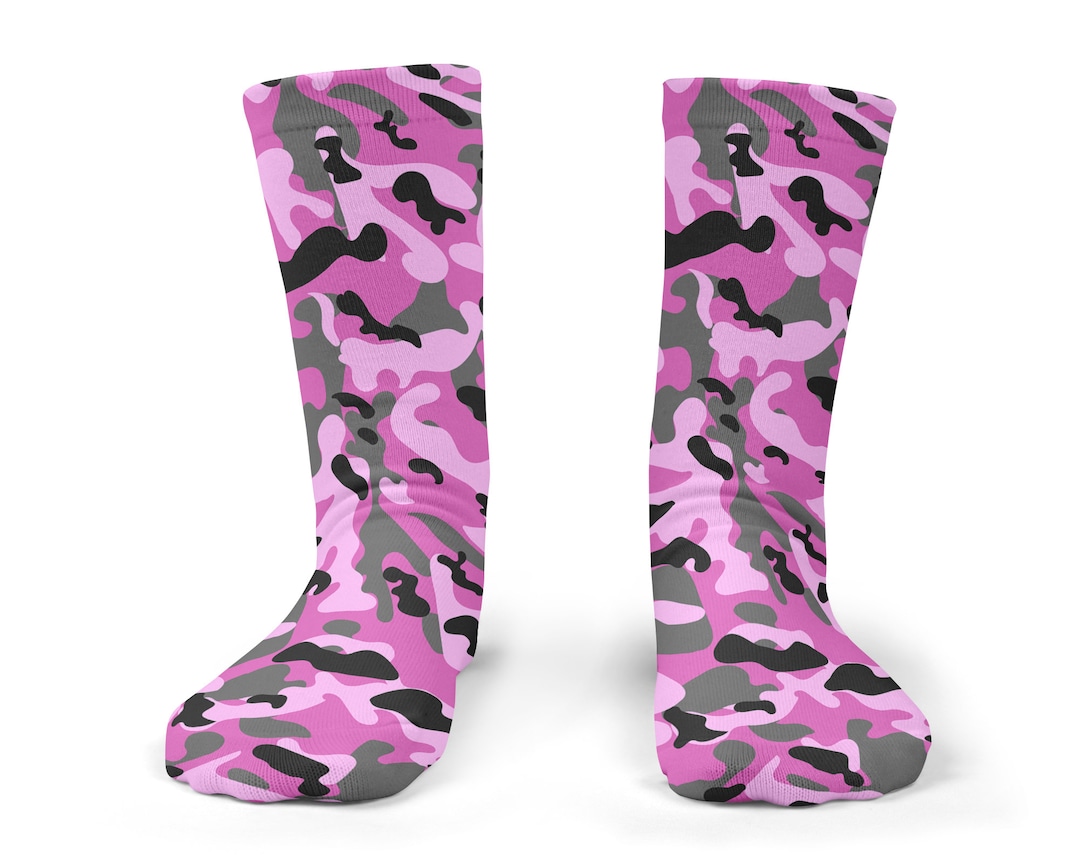 Custom Printed Pink Camo Socks - Etsy UK