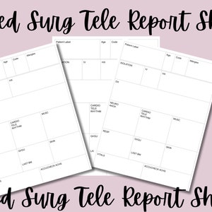 MED SURG TELE Nurse Report Sheet, Tele Nurse Report Sheet, Nursing ...