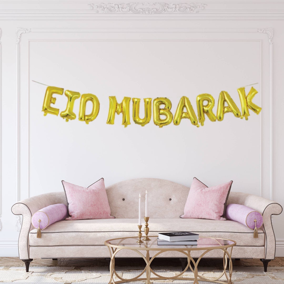 Gold 'eid Mubarak' Foil Letter Balloons, EID MUBARAK Balloons, Eid ...