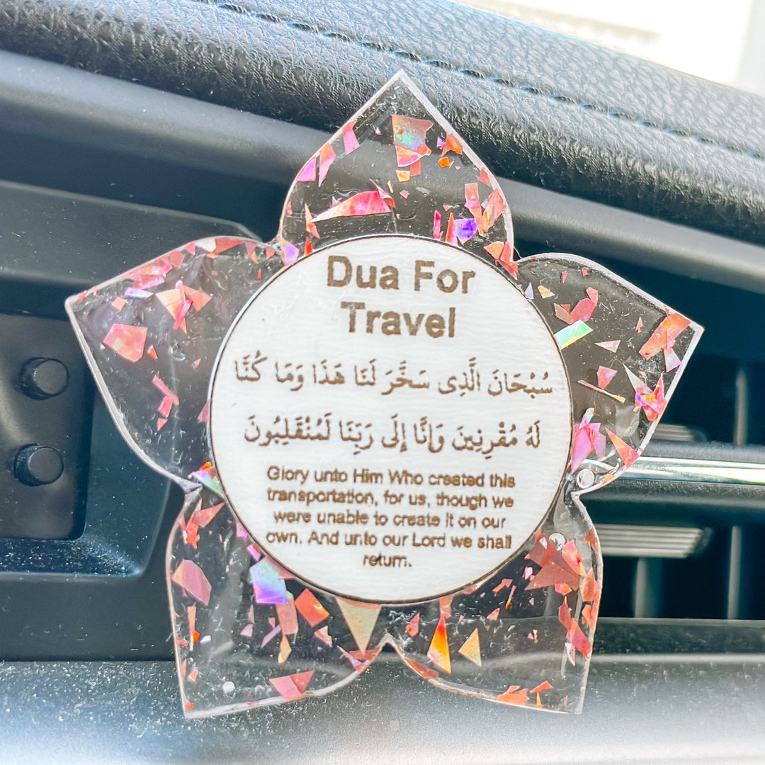 Islamic Car Vent Clip Rose Gold Flecks Flower With Dua for Travel Made ...