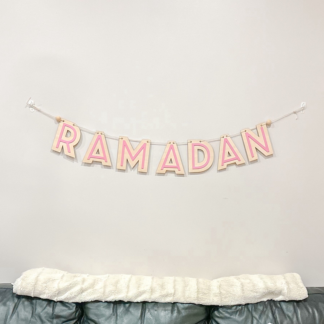 Ramadan Banner in Wood Layered With Acrylic, Modern Ramadan Decoration ...