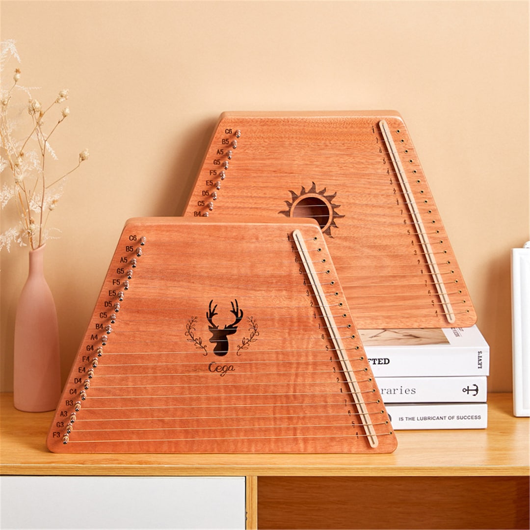 19 String Vintage Harp, Trapezoidal Harp, Wooden Stringed Instrument ...