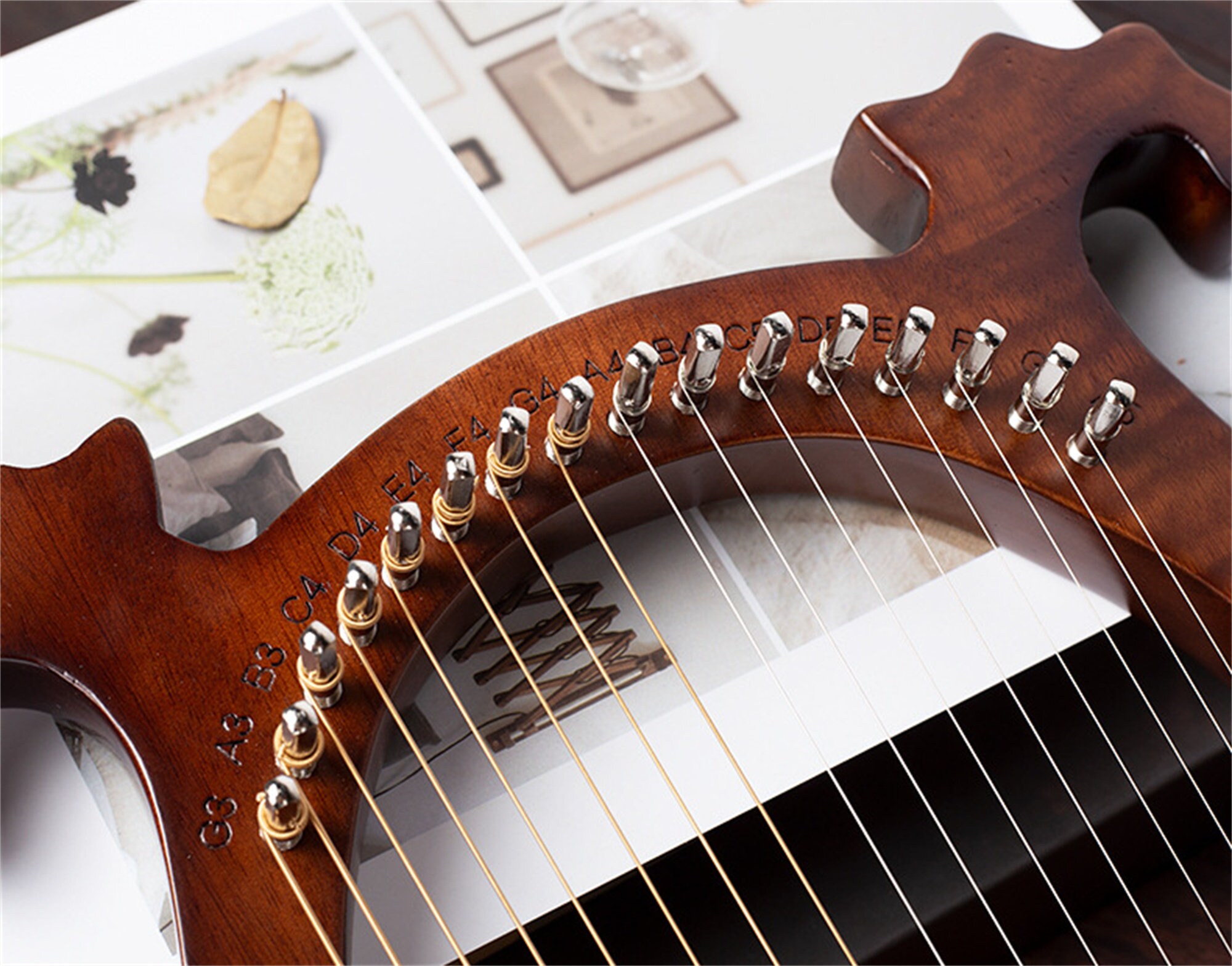 16 String Classical Pattern Lyre Mahogany Lyre Solid Wood Etsy