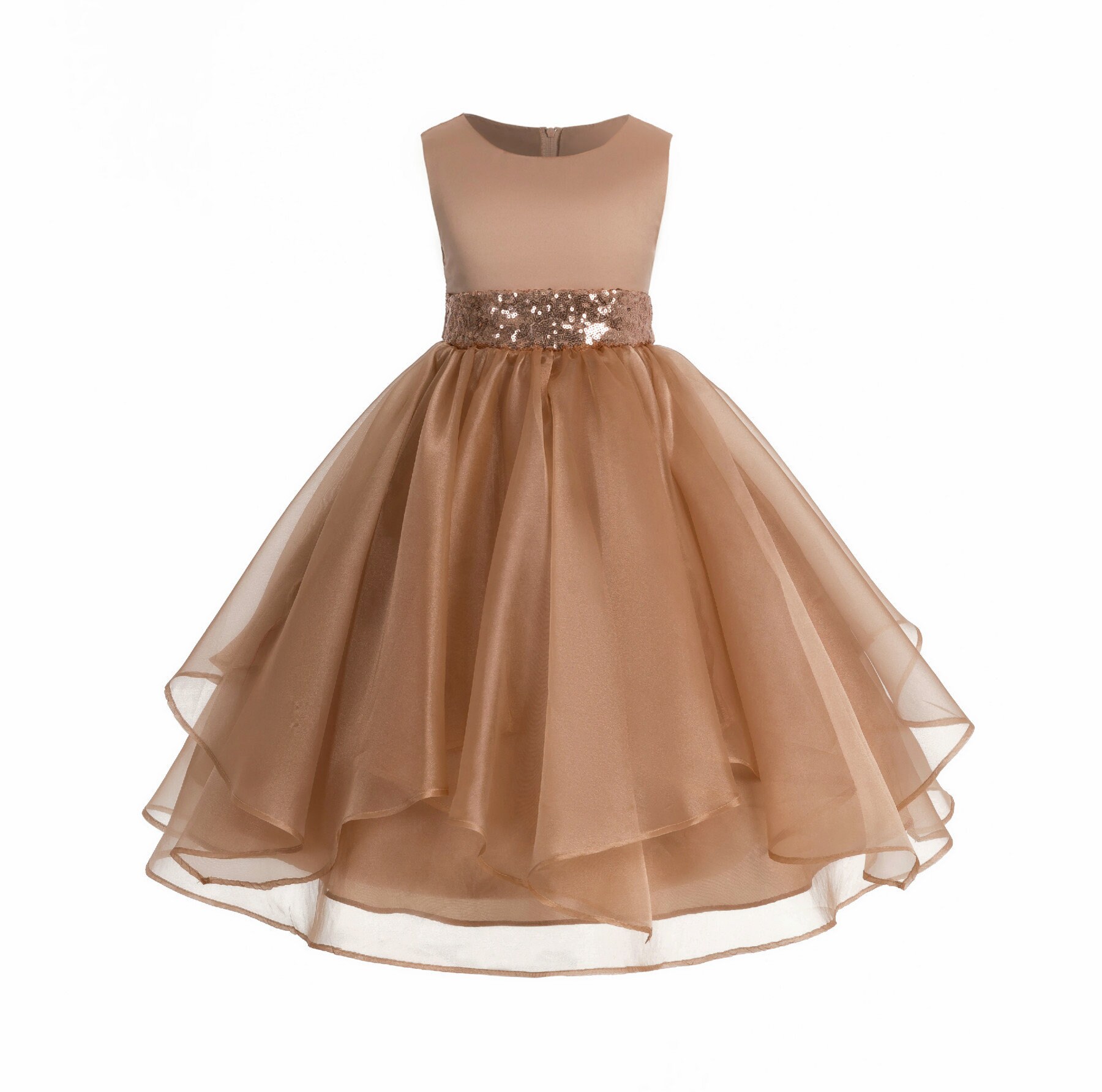 Ruffled Organza Flower Girl Dress With Sequin Sash Junior - Etsy