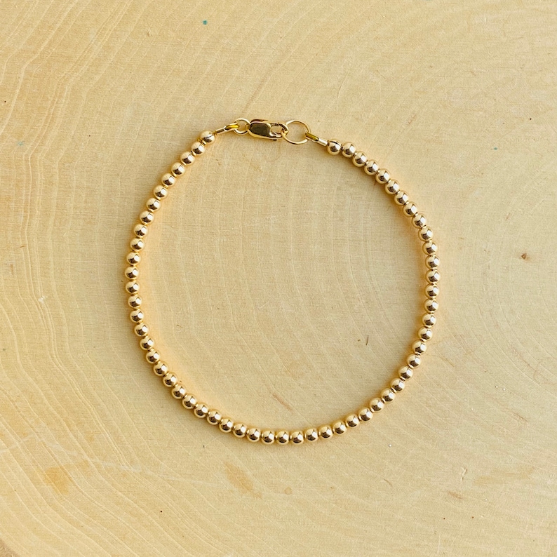 14k Gold Filled Ball Bracelet: Dainty Beaded Stacking Bracelet - Etsy
